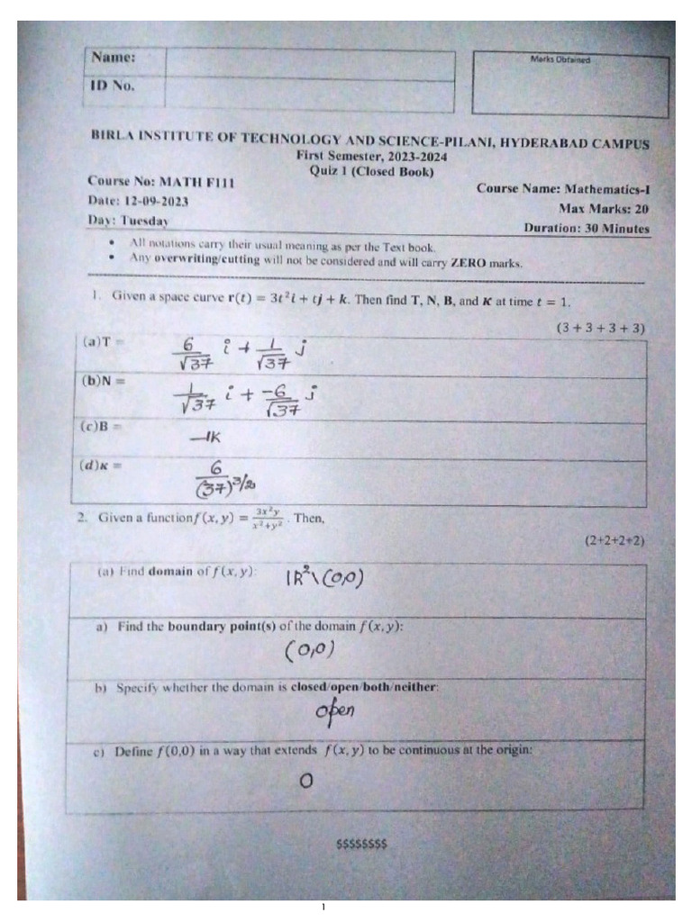 M1 Quiz 1 | PDF