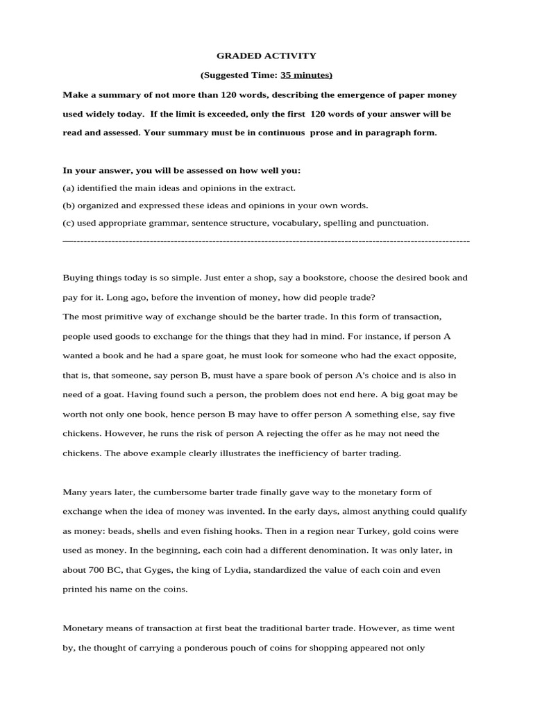 Day 1-Summary Graded Task | PDF | Money | Coins