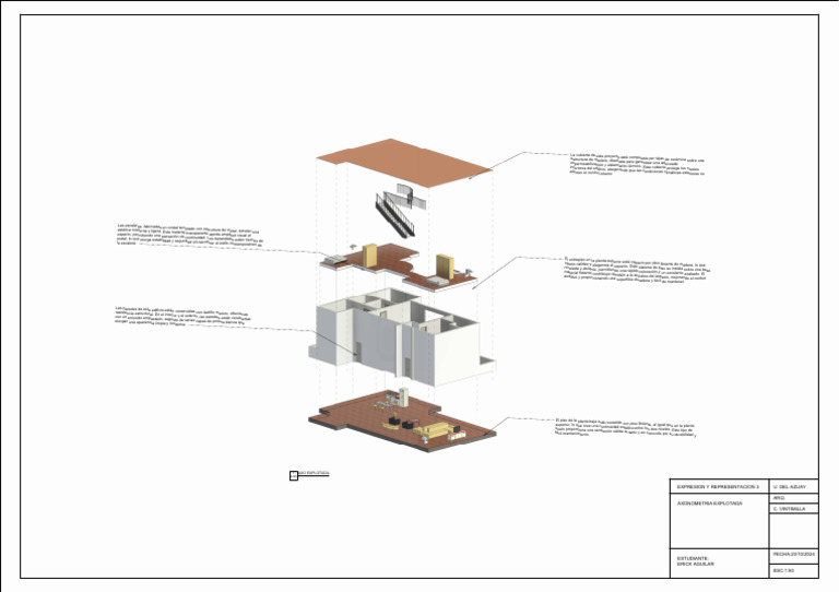 Axonometria Explotada | PDF | Techo | Materiales