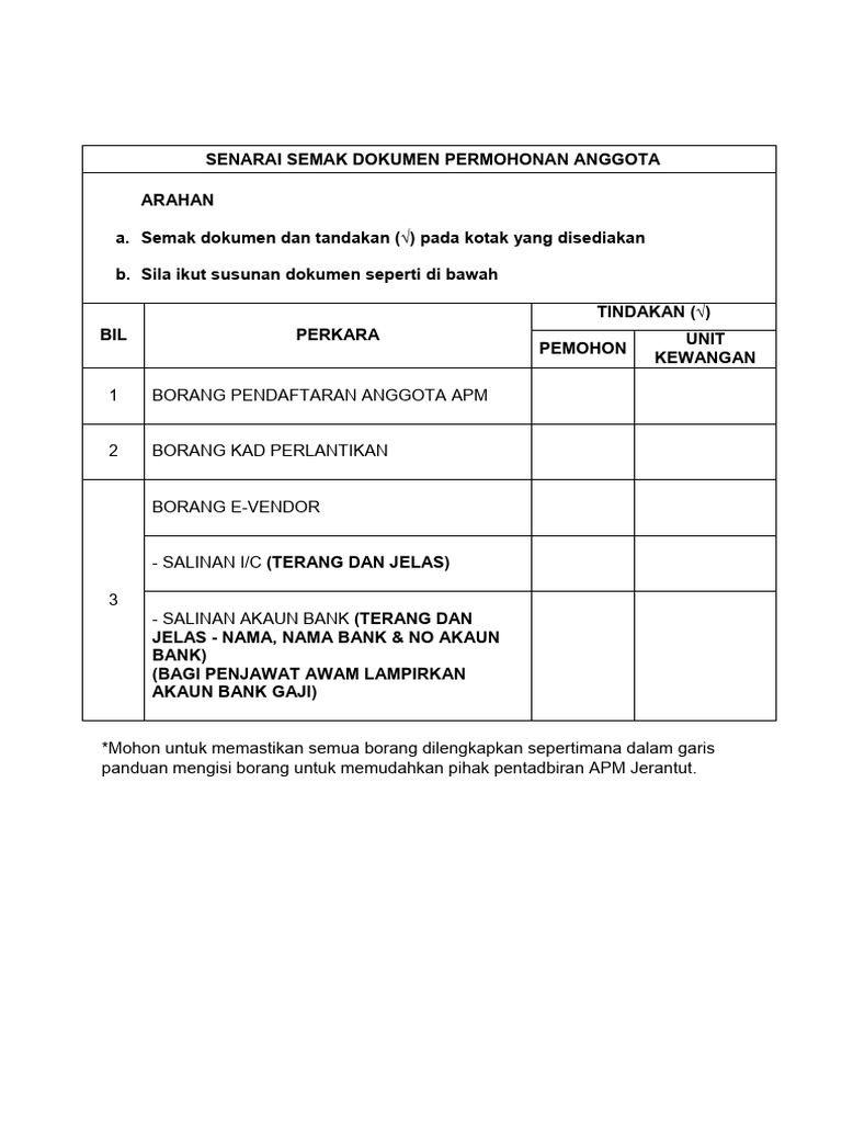 Borang Permohonan Anggota | PDF