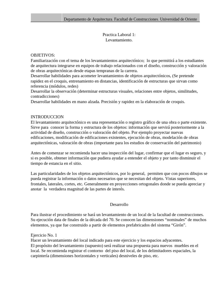 Levantamiento Arquitectónico Práctico | PDF | Diseño | Ingeniería