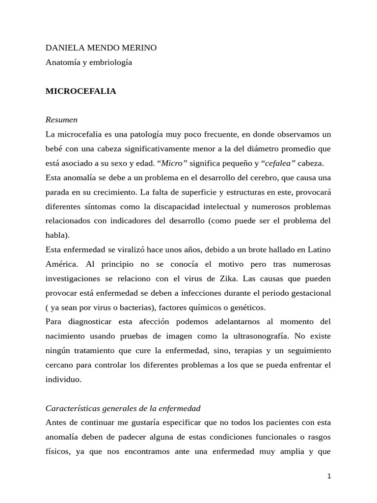 Microcefalia: Causas y Síntomas | PDF
