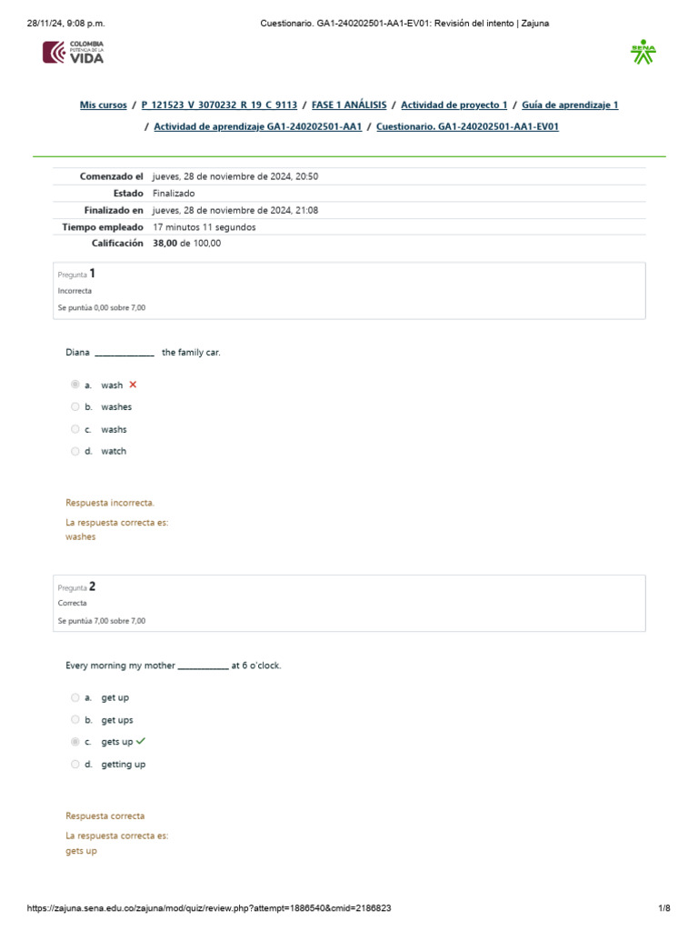 Cuestionario. GA1-240202501-AA1-EV01 - Revisión Del Intento - Zajuna | PDF