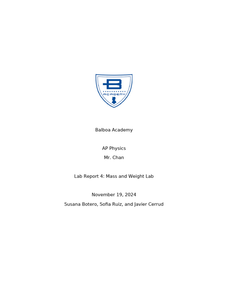 AP Physics Lab 4 | PDF | Weight | Accuracy And Precision