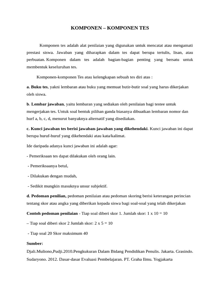Komponen - Komponen Tes | PDF