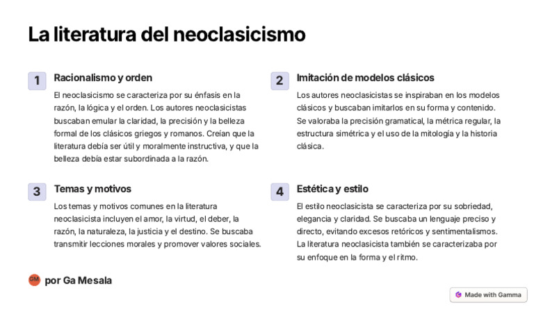 La Literatura Del Neoclasicismo | PDF