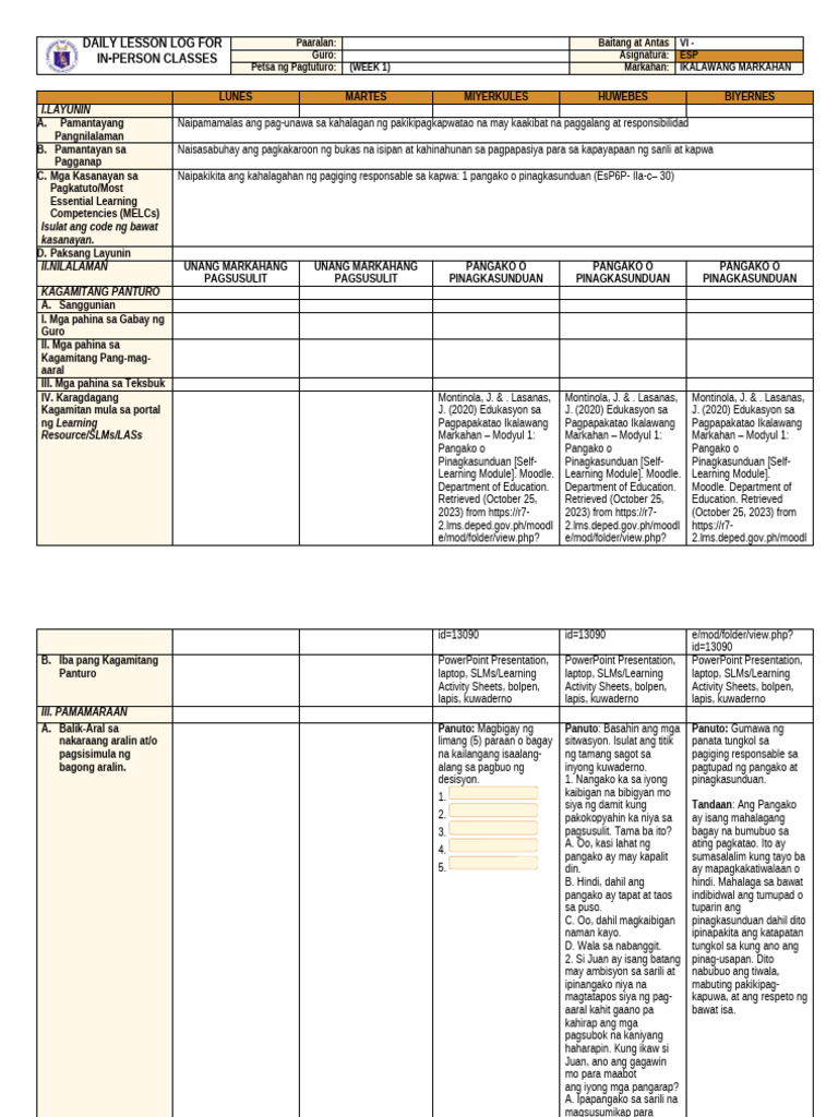 Q2 - Esp - DLL - Week 1 | PDF