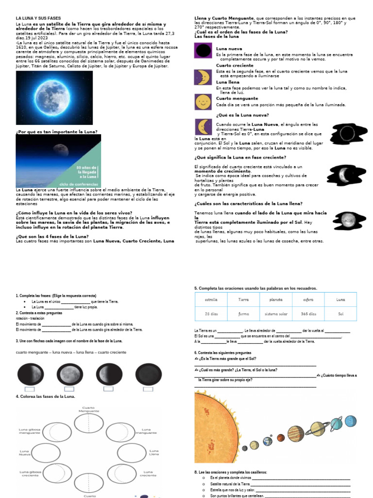 La Luna y Sus Fases | PDF | Luna | Júpiter