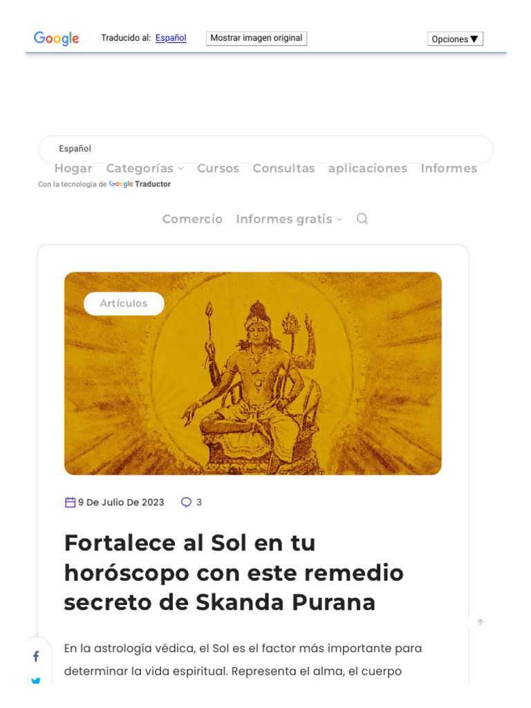 Fortalece Al Sol en Tu Horóscopo Con Este Remedio Secreto de Skanda Purana | PDF