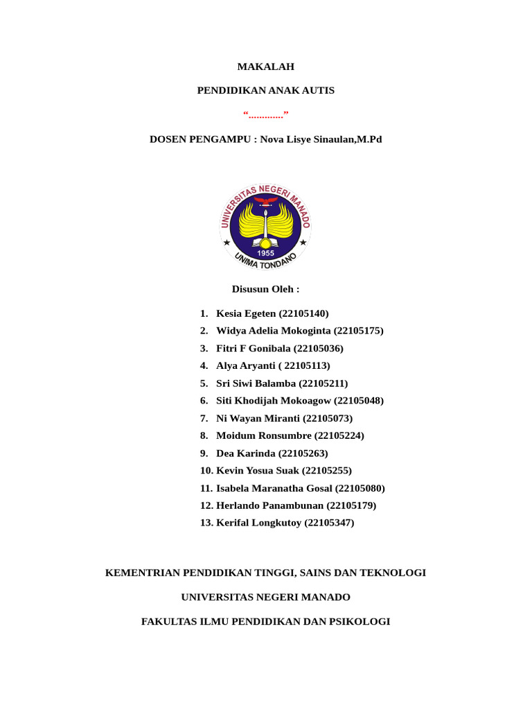 Makalah Autis A2m Squad Part 2. | PDF