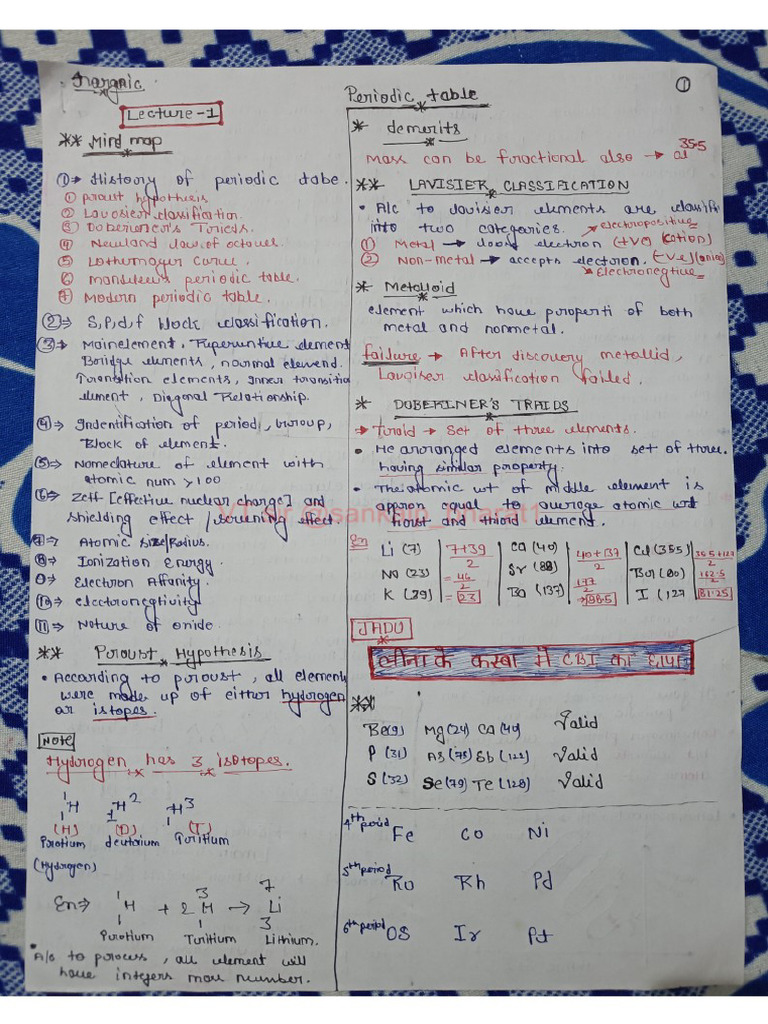 Periodic Table Class 11th VT SIR @SANKALP - BHARAT1 - 11zon | PDF
