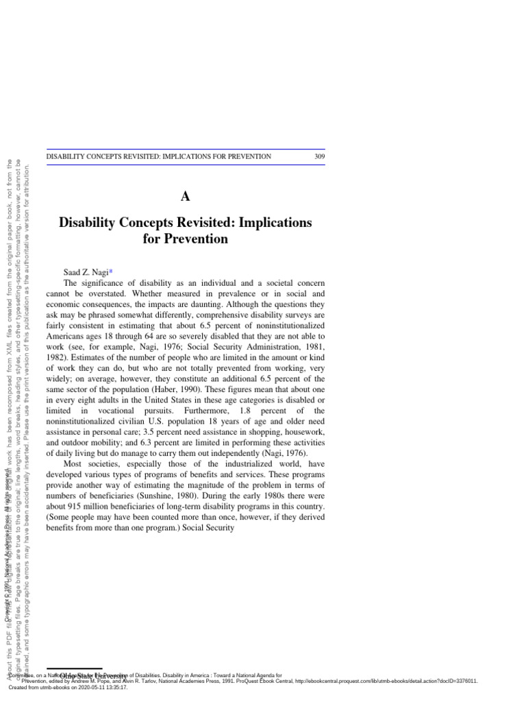 Disability Concepts Revisited: Implications For Prevention | PDF | Disability | Physical Therapy