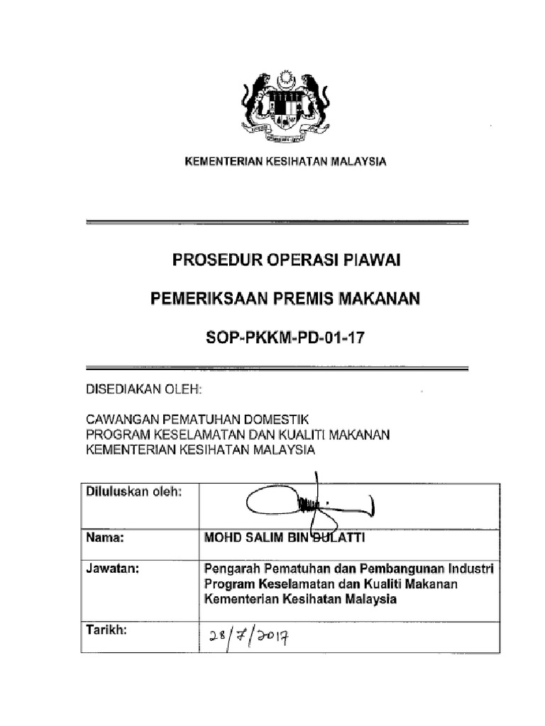 Sop-Pkkm-Pd-01-17 - Pemeriksaan Premis | PDF