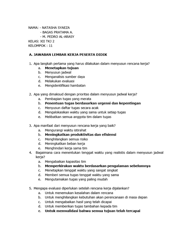 PKWU KELOMPOK 11 Menyusun Rencana Dan Jadwal Kerja | PDF
