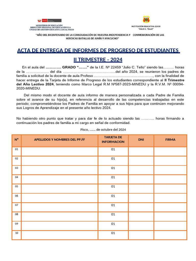 Entrega de Informes II Trimestre 2024 | PDF