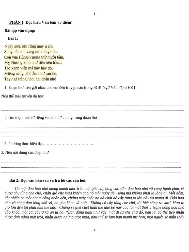 De Cuong 6 hk1 | PDF