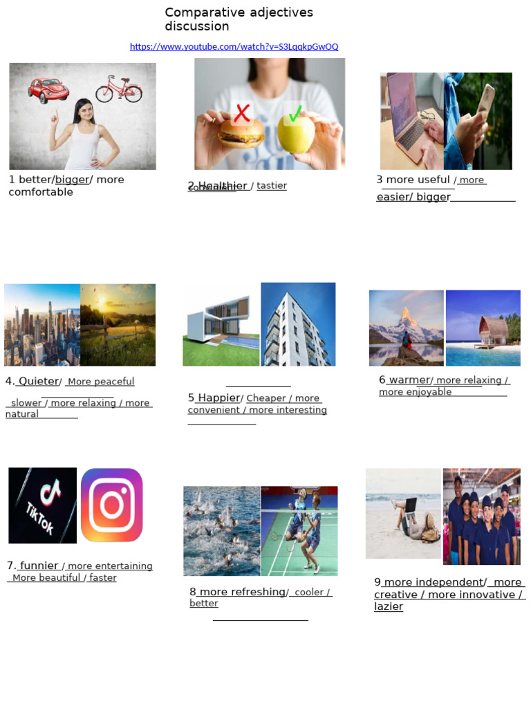 Comparative Adjectives for ESL Students | PDF