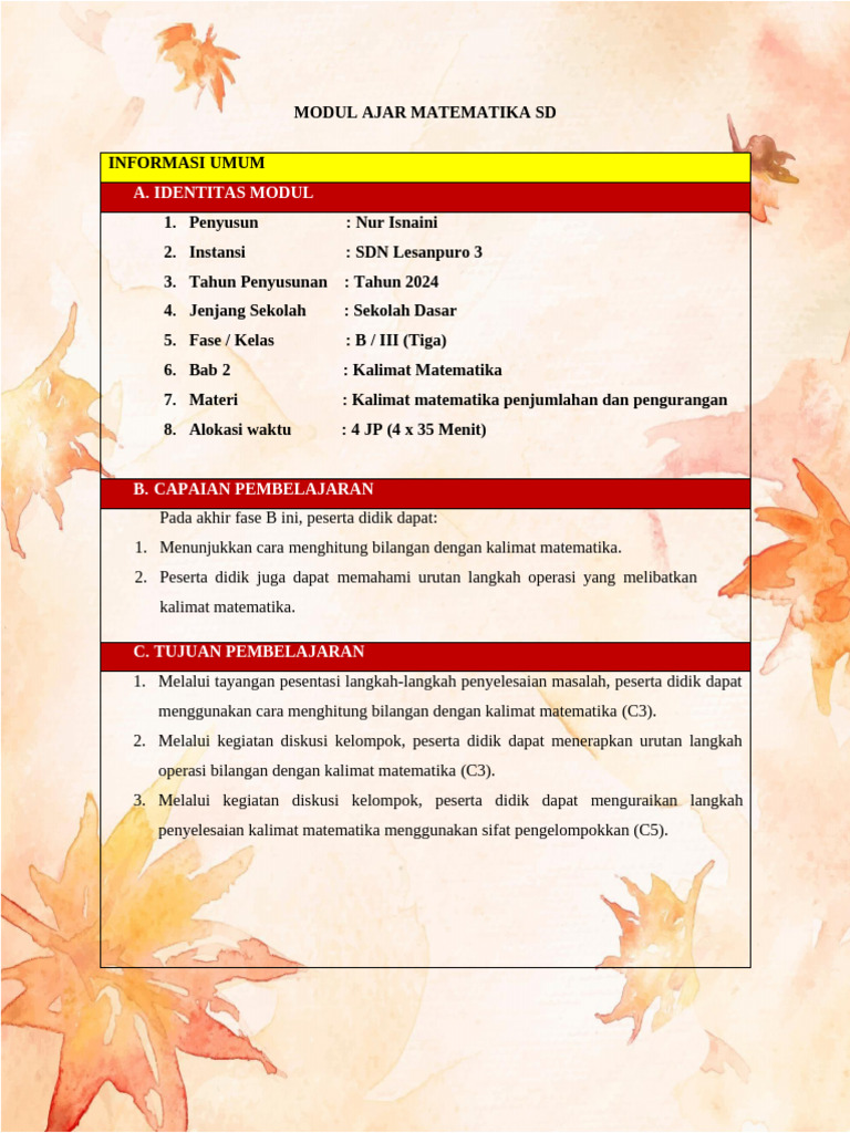 Modul Ajar Kelas 3 - PTT 4 - PPL 2 | PDF