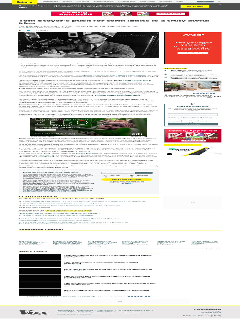 Democratic Debate - Tom Steyer Proposed Term Limits For Congress. Here's Why That's A Bad Idea ...