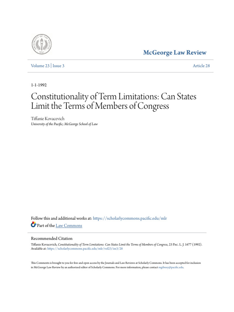 Constitutionality of Term Limitations - Can States Limit The Terms ...