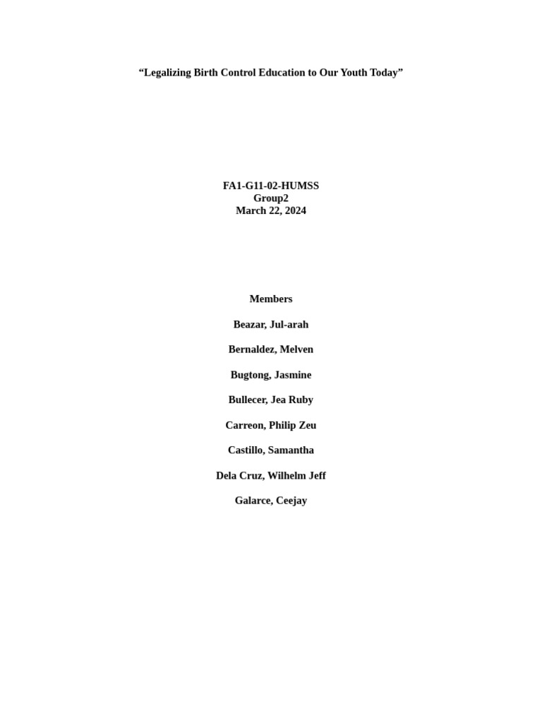 Legalizing Birth Control Education To | PDF | Birth Control | Sex Education