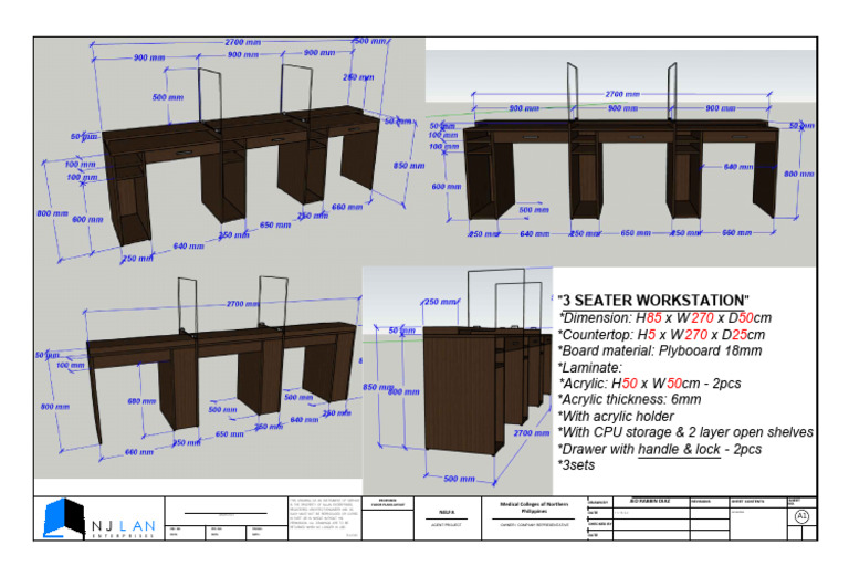 3 Seater Workstation Layout | PDF | Building Materials | Materials