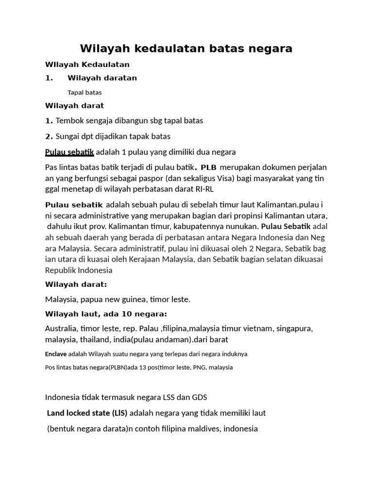 Wilayah Kedaulatan Batas Negara | PDF