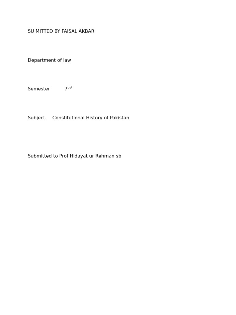 Constitution History of Pakistan Assignment | PDF | Constitution ...