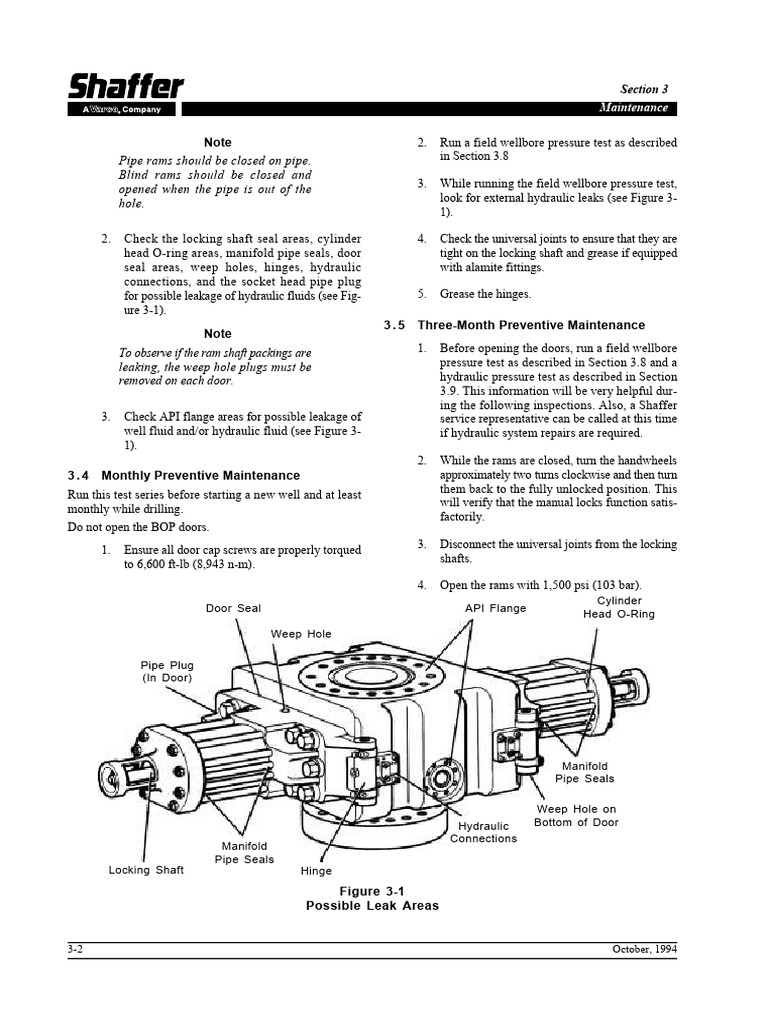 Manual Manutenção e Instrução BOP SL Shaffer | PDF | Leak | Screw