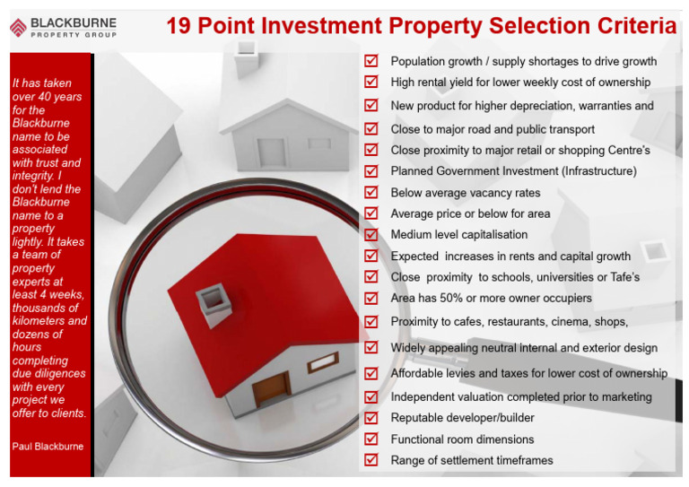 19 Point Investment Property Selection Process | PDF