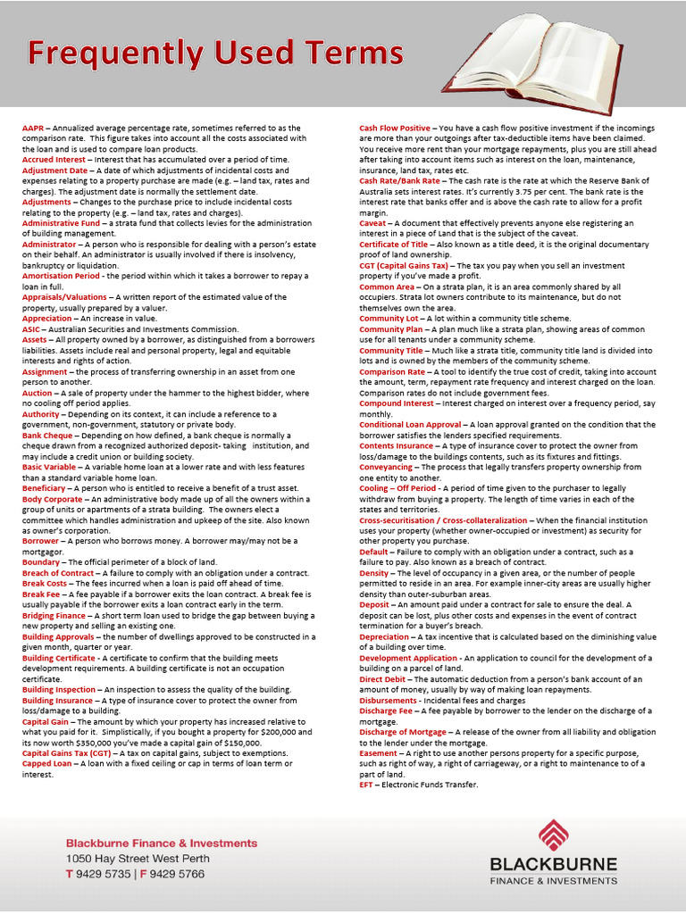 Investment Term Glossary | PDF | Mortgages | Loans