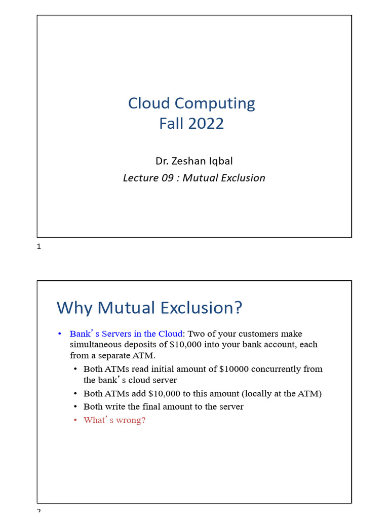 Lecture 9 - Mutual Exclusion | PDF | Computing | Concurrent Computing