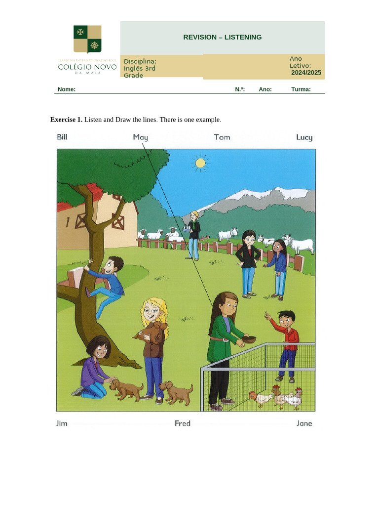 #1 Class - Listening Pratice Worksheet - Third Grade | PDF