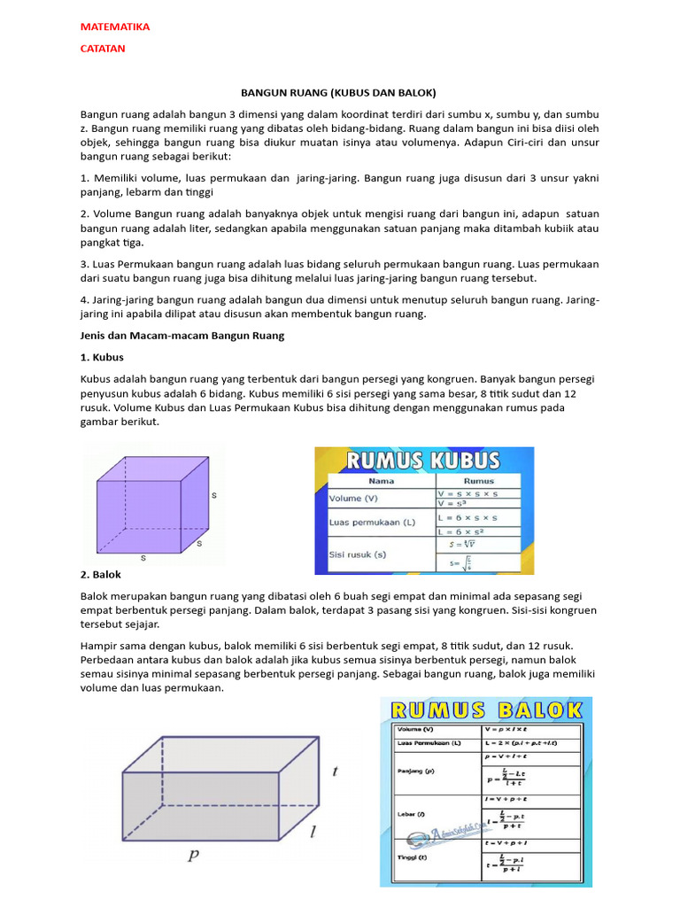 Catatan MTK Bangun Ruang | PDF