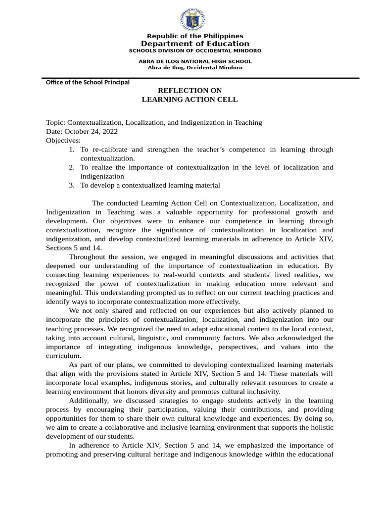 Accomplishment Report | PDF | Classroom Management | Learning