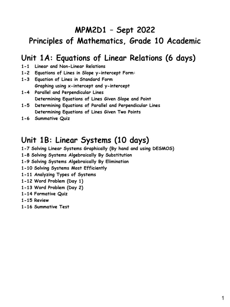 U1A 1B Linear Relations | PDF | System Of Linear Equations | Nonlinear System