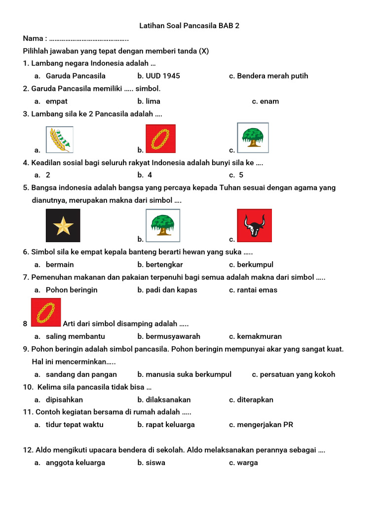 UH Pendidikan Pancasila Kelas 2 Pelajaran 1 | PDF