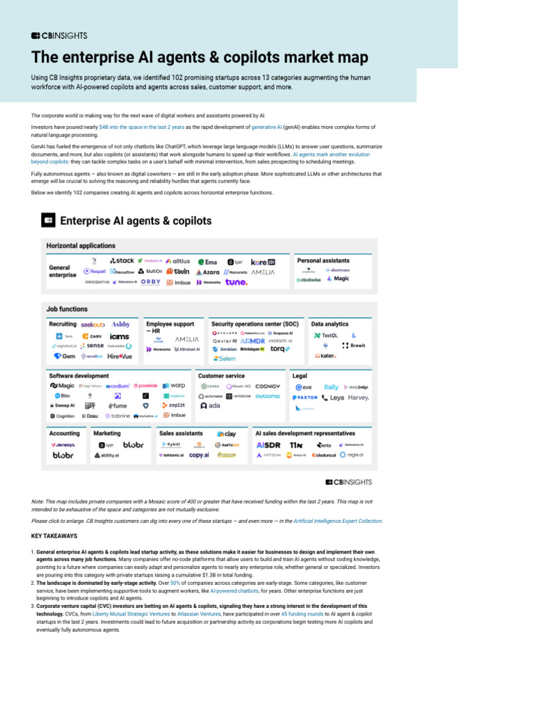 The Enterprise AI Agents & Copilots Market Map - CB Insights Research | PDF | Artificial ...
