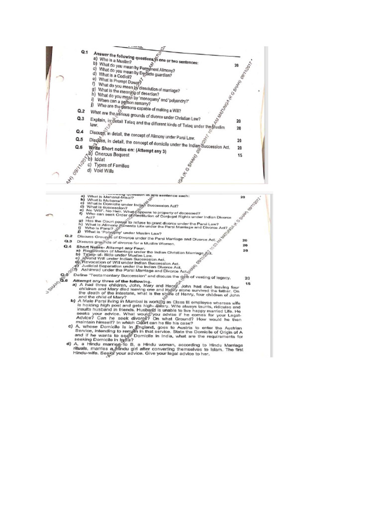 Question Papers Fam 1 | PDF