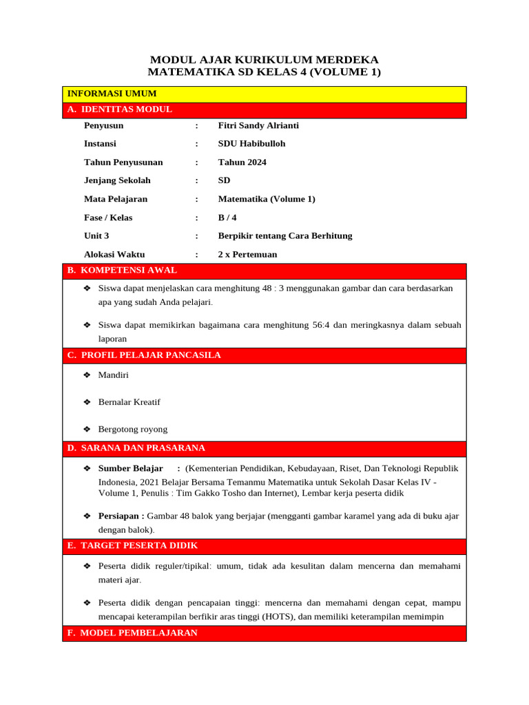 Matematika Kelas 4 UNIT 3 | PDF