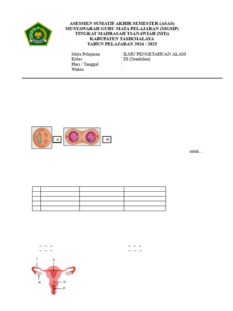 4 Soal Asas Ipa Kelas Ix 2024 | PDF