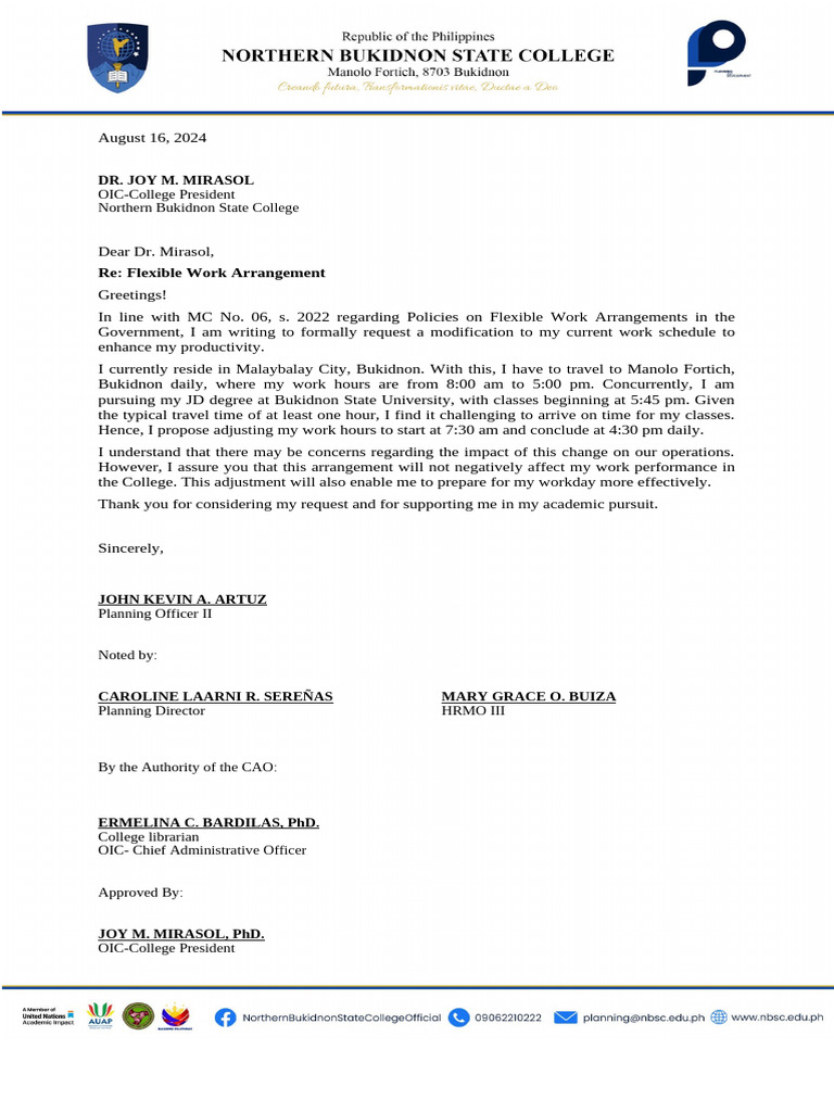 Request for Flexible Work Hours Adjustment | PDF