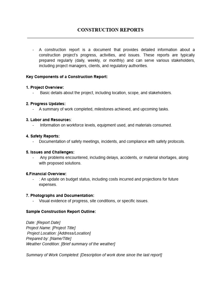Construction Reports | PDF