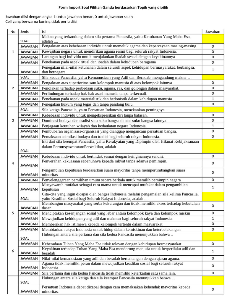 Soal Pts PPKN Semester Ganjil 2024 | PDF