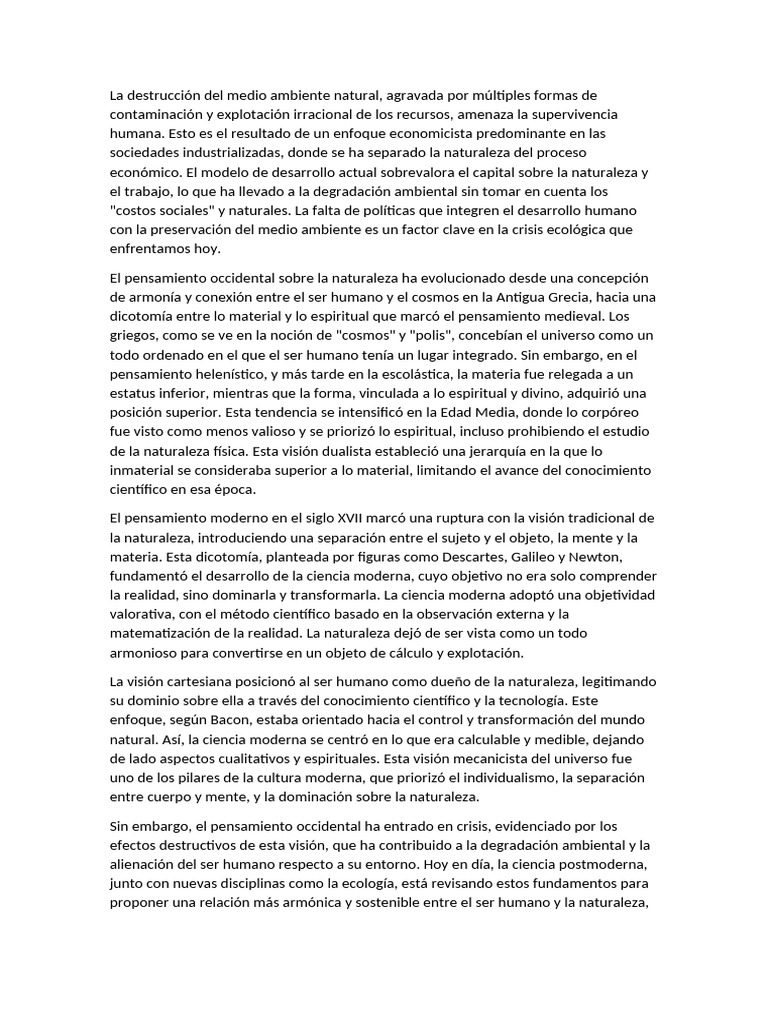 La Destrucción Del Medio Ambiente Natural | PDF | Naturaleza | Agricultura