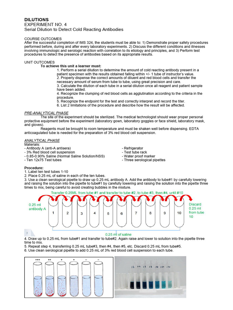 Dilution S | PDF | Serology | Medical Specialties Dilution S | PDF | Serology | Medical Specialties