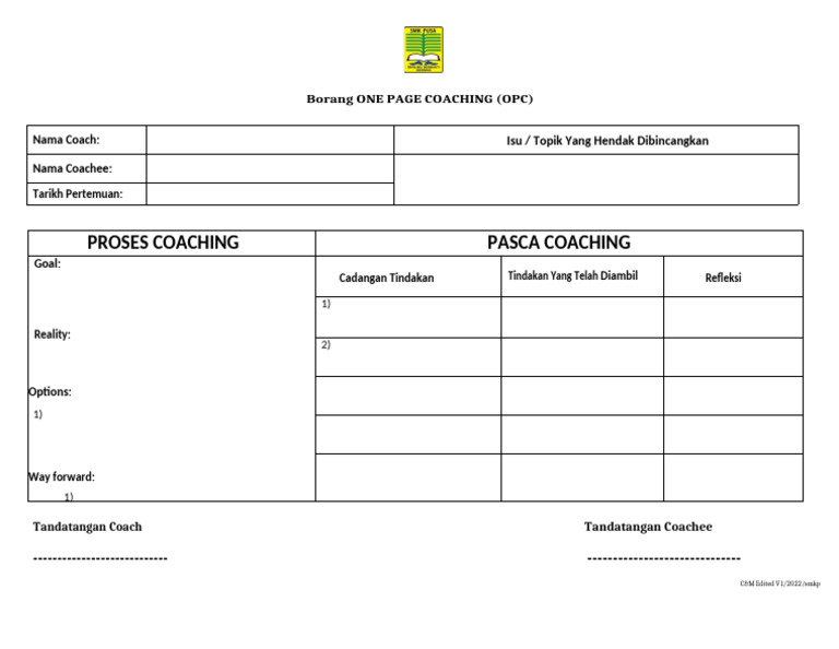 Borang OPC Template | PDF