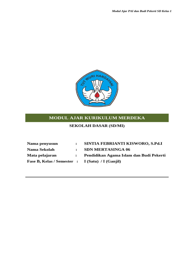 Modul Ajar PAI Kelas 1 Bab 1 | PDF