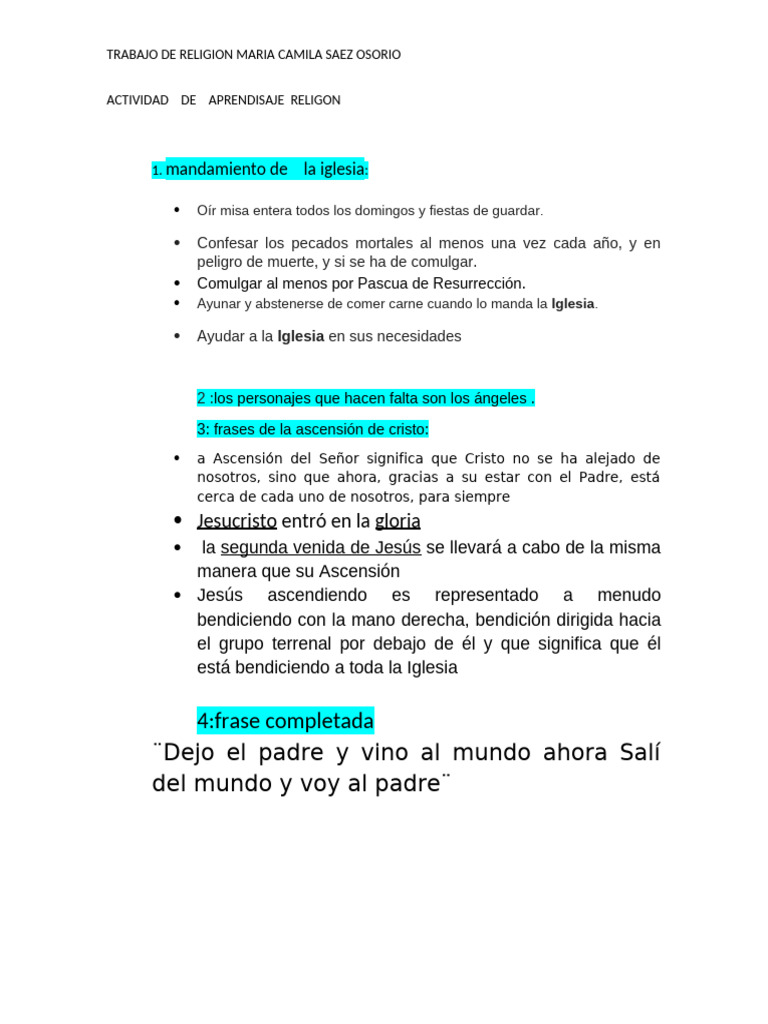 Actividad de Aprendisaje Religon Maria Camila | PDF