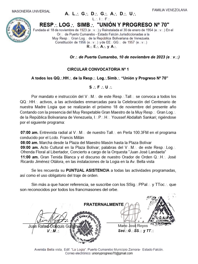 Circular Convocatoria - 1 | PDF | Venezuela | Títulos